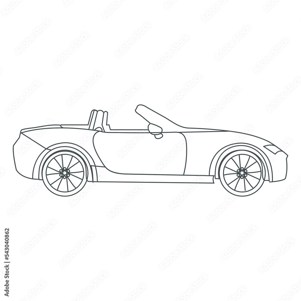 Vector line art car, concept design. Vehicle black contour outline ...