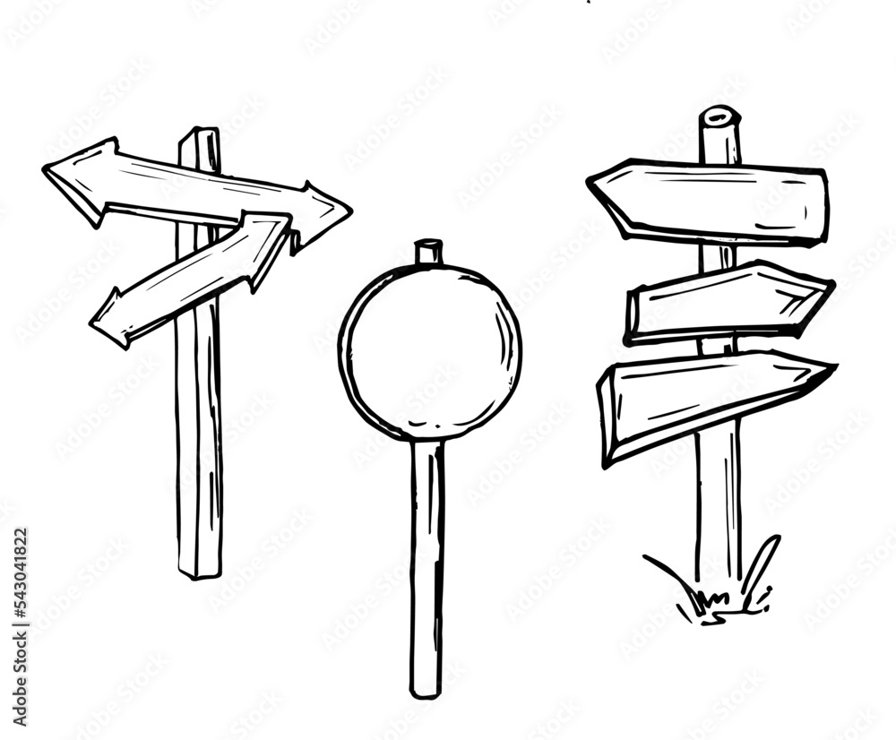 Hand drawing sketch illustration of a fork in the road Stock Vector ...