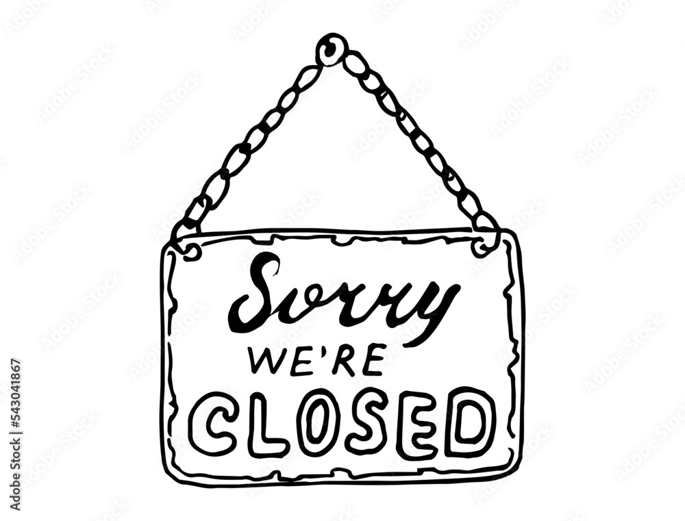 Vintage metal signs closed in doodle style hand drawing.Vector ...