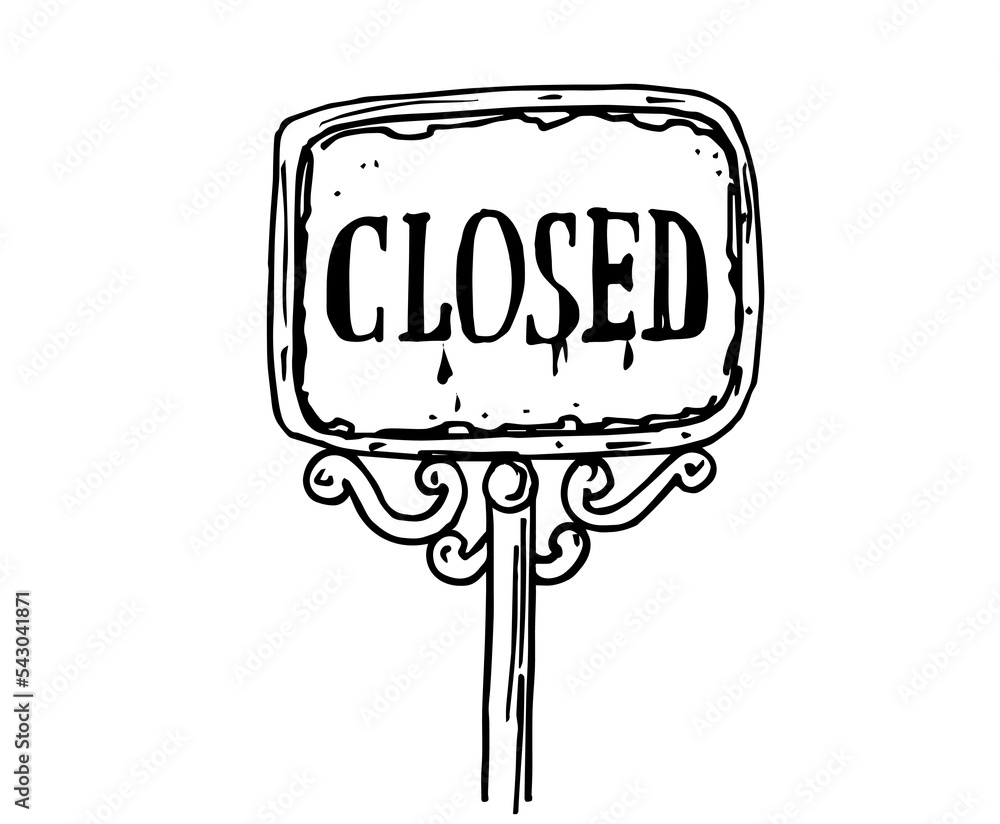 Vintage metal signs closed in doodle style hand drawing.Vector ...