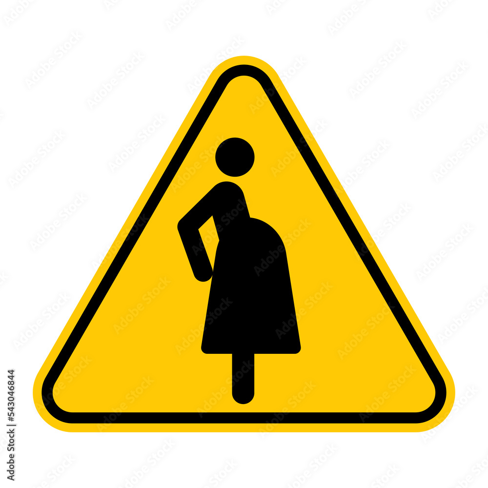 Pregnant women warning sign. Vector illustration of yellow triangle ...