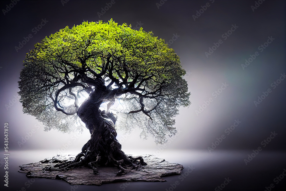 Tree in the night, Yggdrasil concept art, tree of life Stock ...