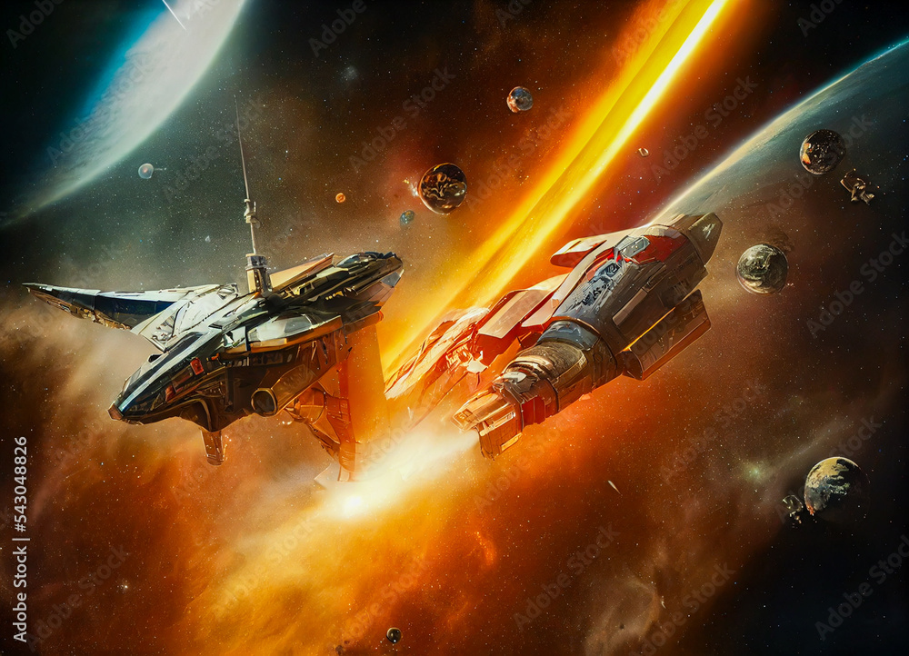 future battle spaceship at space Stock Illustration | Adobe Stock