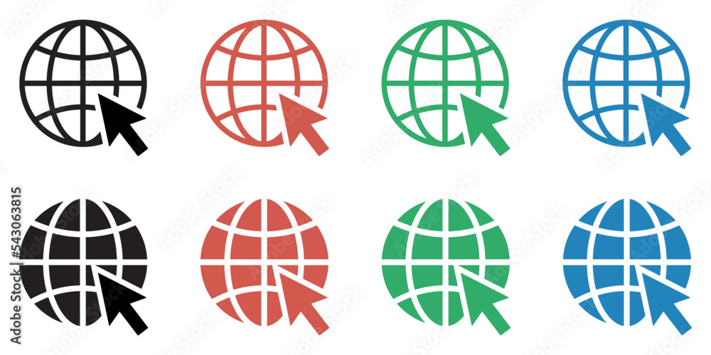 Click to go to website, internet icon set. Internet connection symbols ...