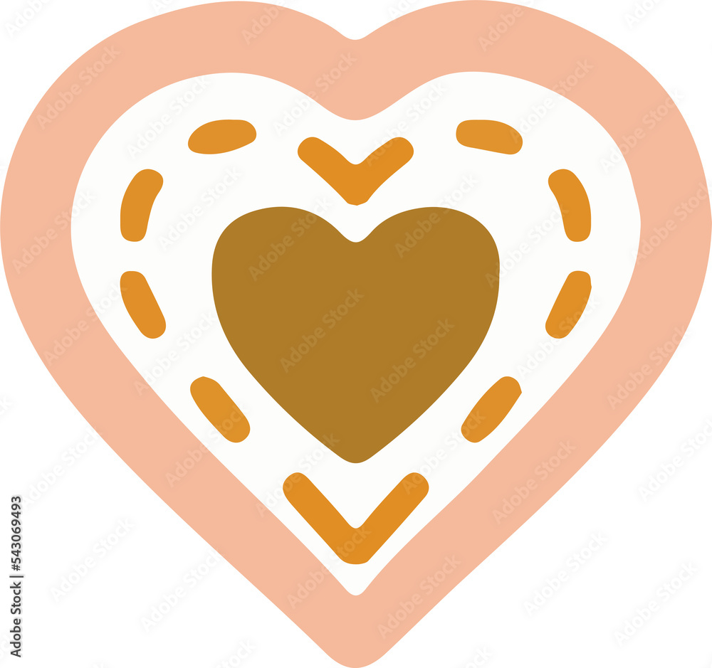 Heart shape in boho style. Romantic sticker in png. Love symbol in boho ...