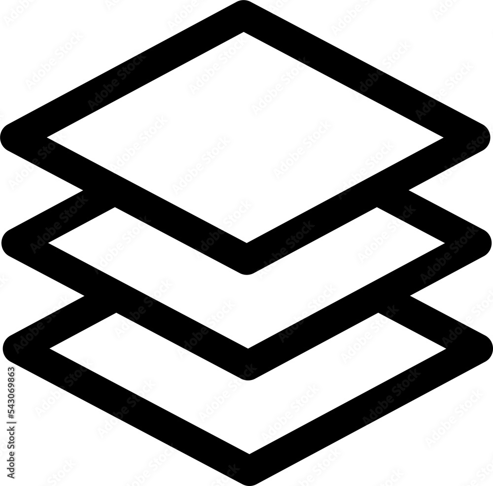 Layer symbol in png. Square layer icon on transparent background. Black ...