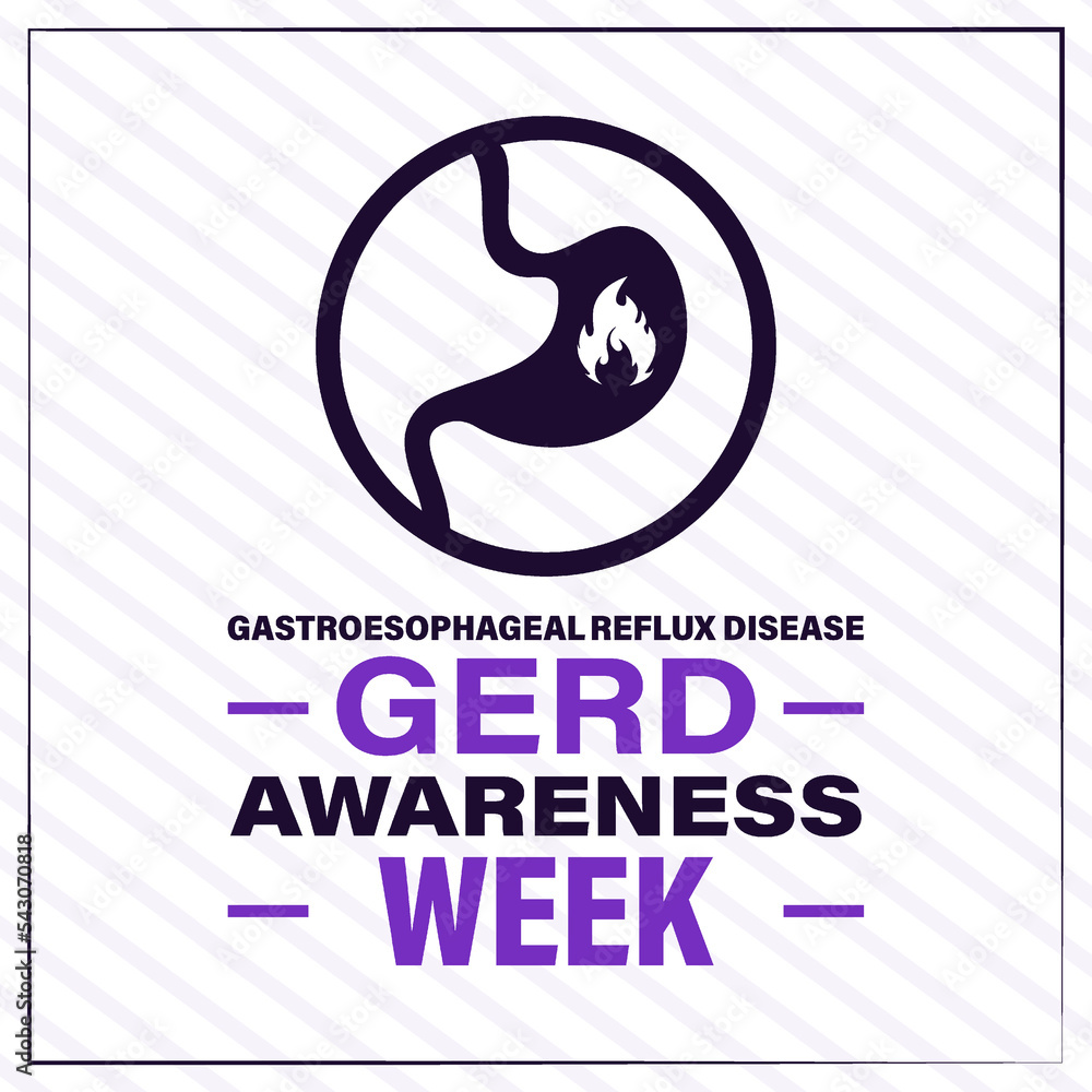 GERD Awareness week. Gastroesophageal reflux disease. Vector ...