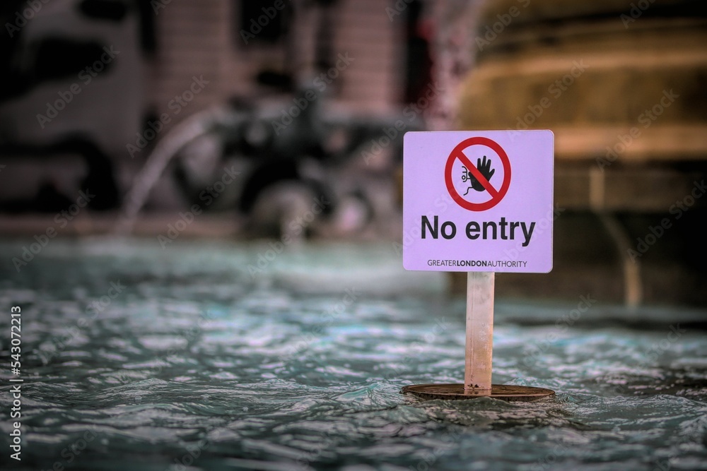No entry sign in a water fountain Stock Photo | Adobe Stock