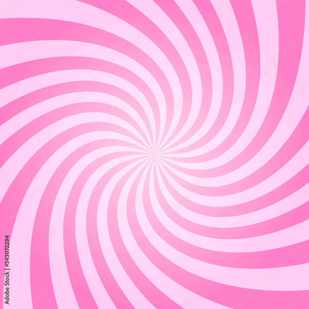 Rosy sunset, twisted stipes, pinwheel pattern. Pink circus, carnival or ...