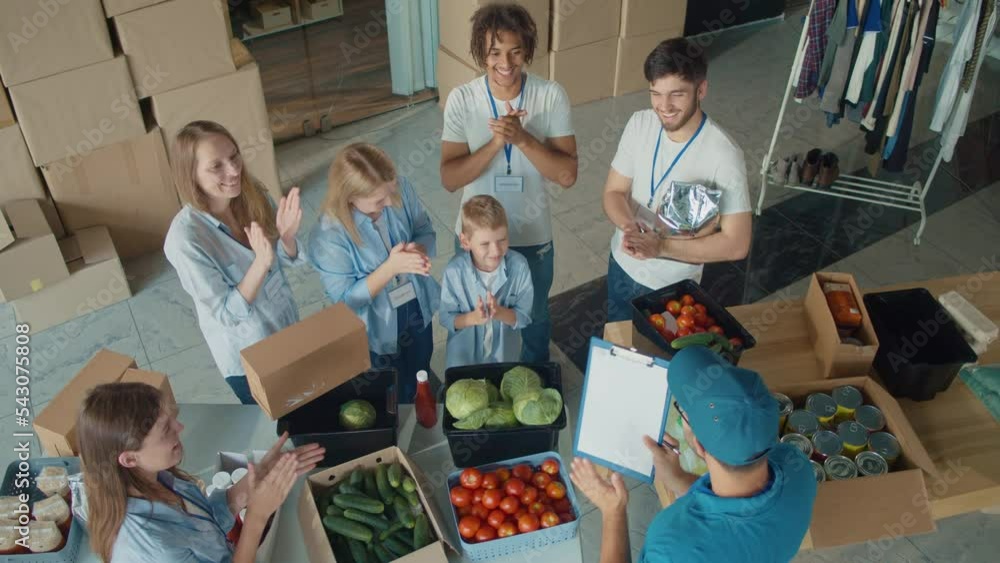 Concept of Team Work at Social Aid. A Group of Charity Workers and ...