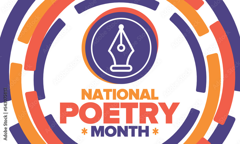 Vetor de National Poetry Month in April. Poster with handwritten ...