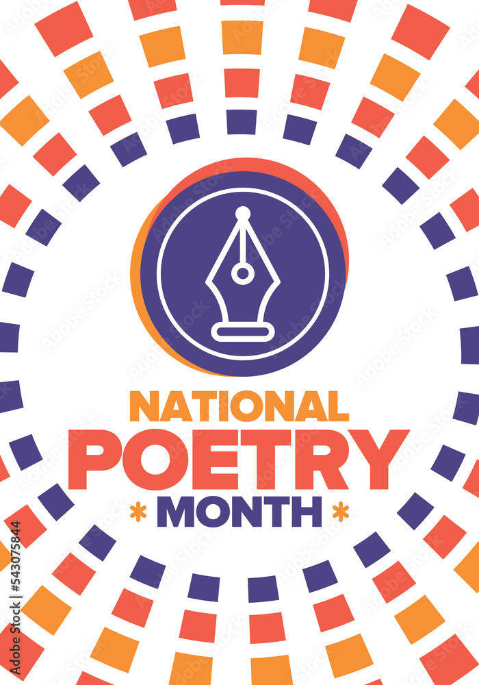National Poetry Month in April. Poster with handwritten lettering ...