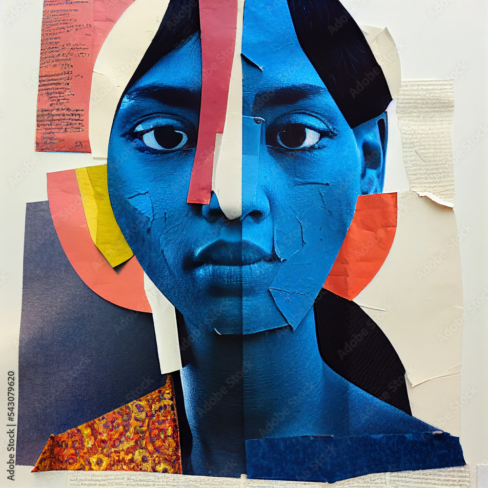 papercraft / collage portraits, imaginary/unidentifiable people (no ...