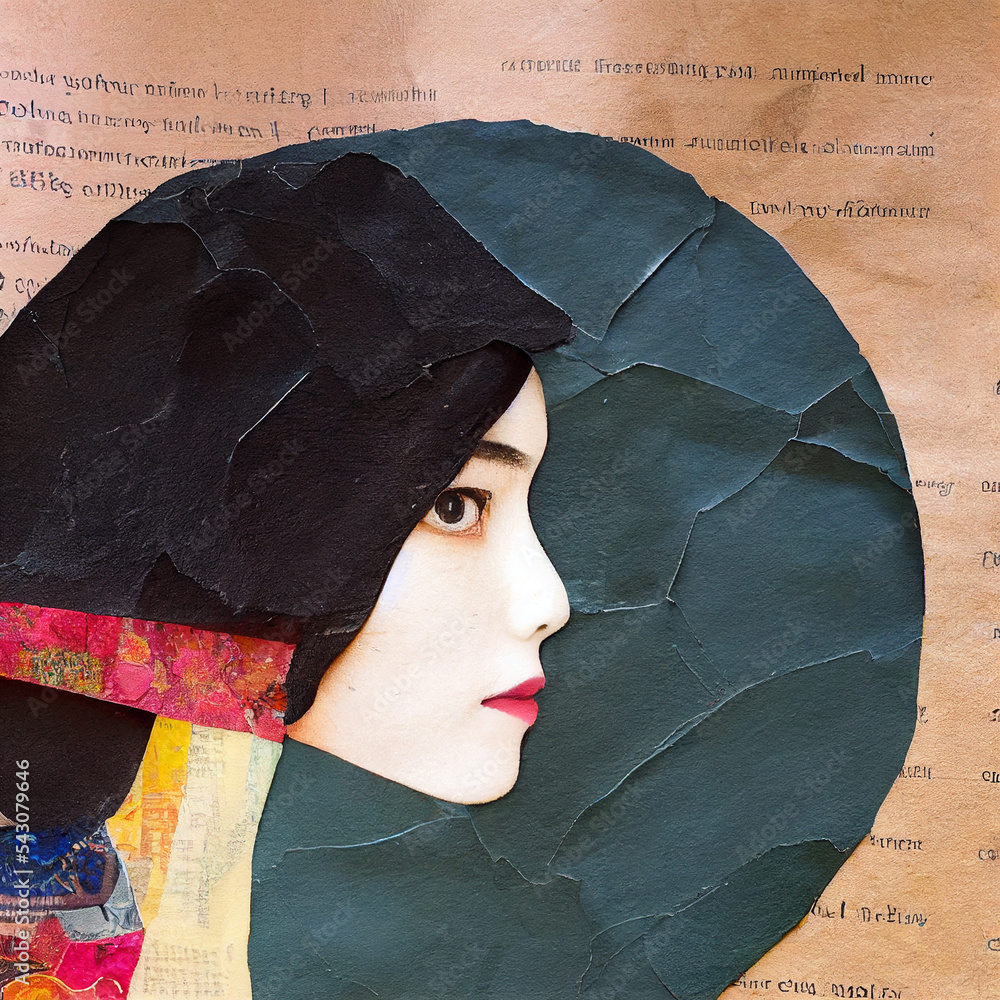 papercraft / collage portraits, imaginary/unidentifiable people (no ...