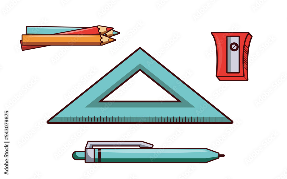 Cartoon Style Stationary Vector, Math Elements Background. Stock Vector ...