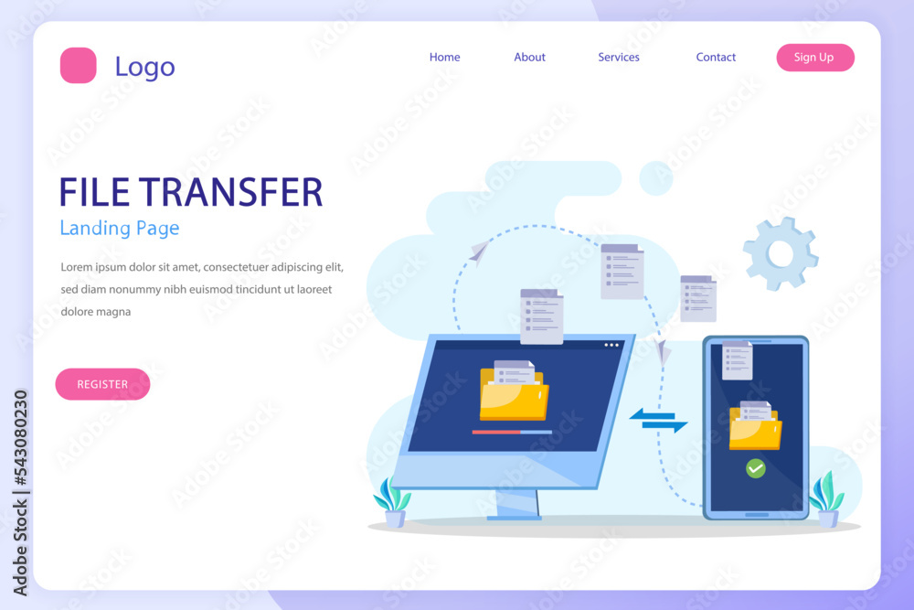 file transfer concept, backup data, technology cloud, upload and ...