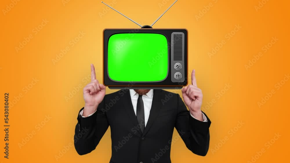 Business man with Old Retro TV on His Head. Businessman Vintage ...