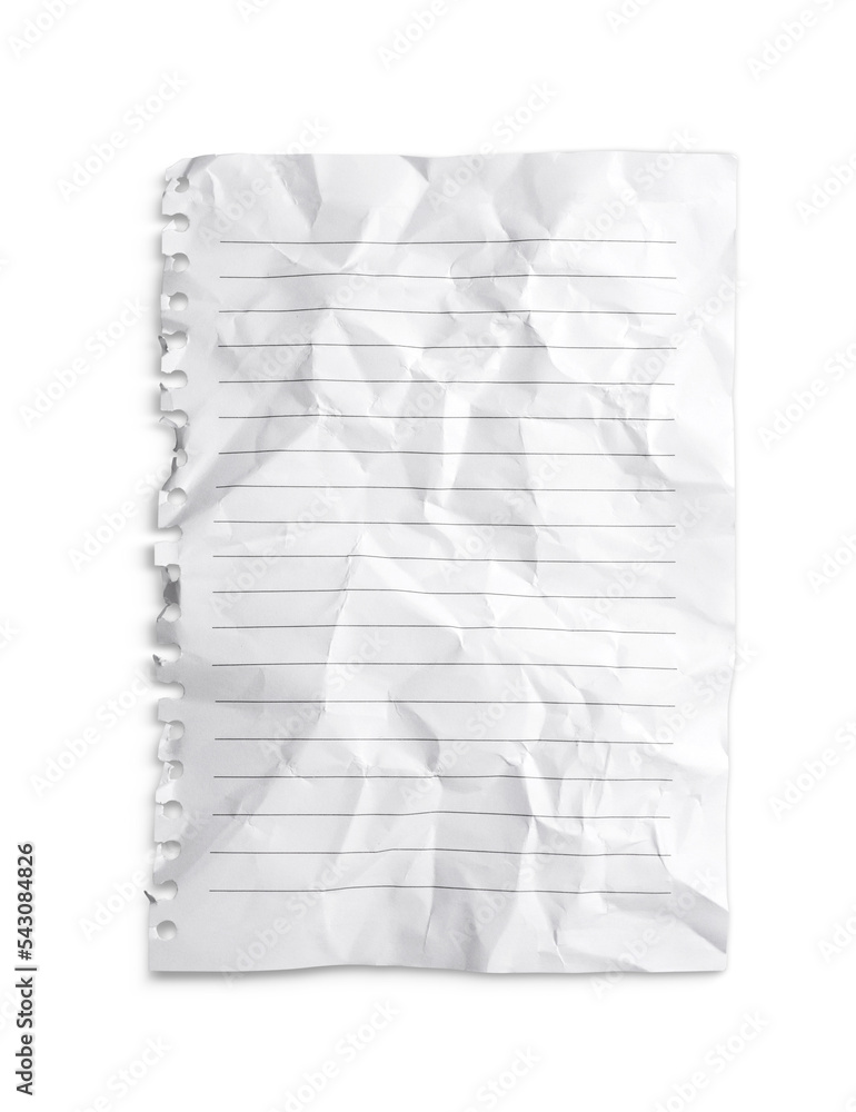 wrinkled sheet of paper isolated Stock Photo | Adobe Stock