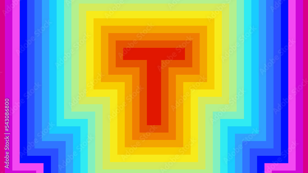 Vector graphic of letter T rainbow background. Alphabet letter T banner ...