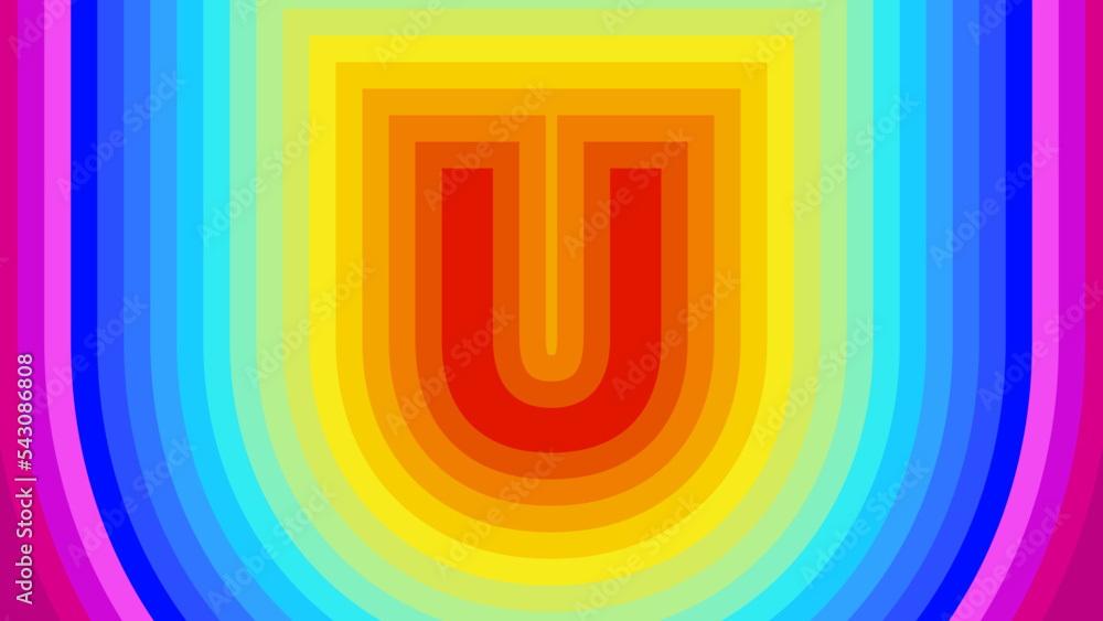 Vector graphic of letter U rainbow background. Alphabet letter U banner ...