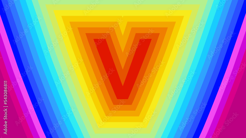 Vector graphic of letter V rainbow background. Alphabet letter V banner ...