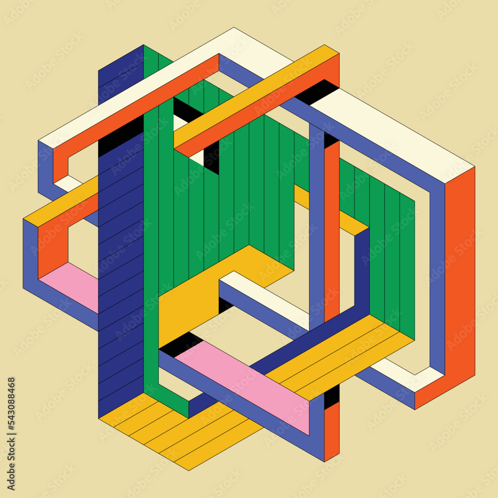 Abstract isometric geometric shape modern art style background Stock ...