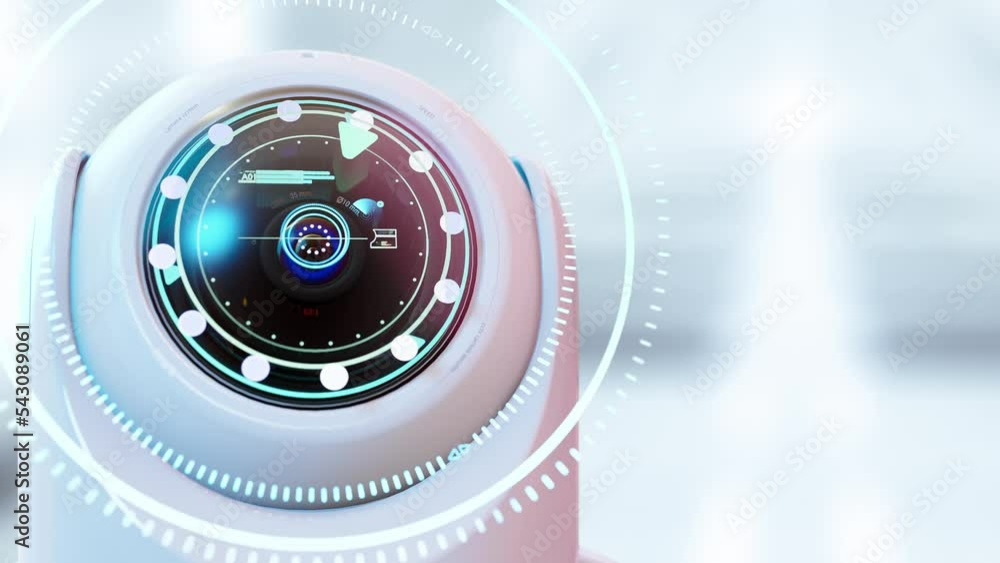 Futuristic security CCTV camera with Motion sensor. Scan the area for ...