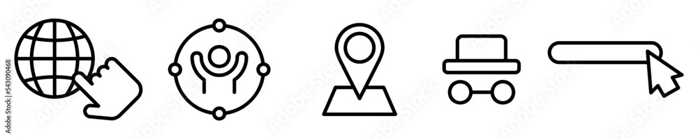 Conjunto de iconos de navegación y conectividad. Conexión global ...