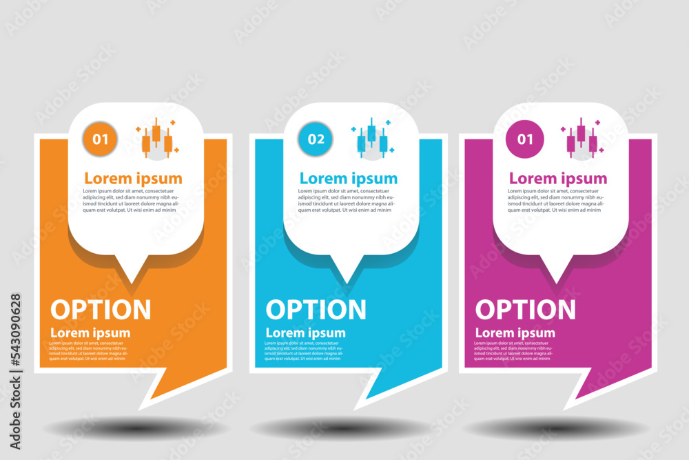 Vector infographic design template with 03 options shapes timeline ...