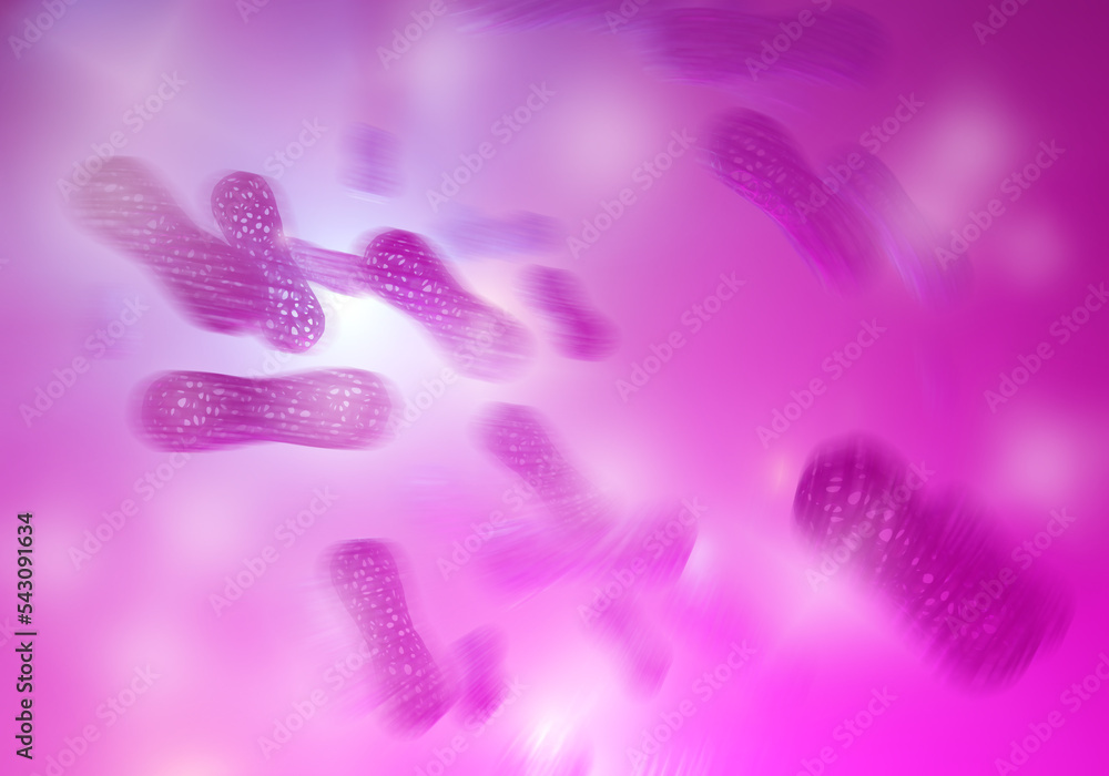 Pink probiotic background. Microbiome in human body. Soft focus ...