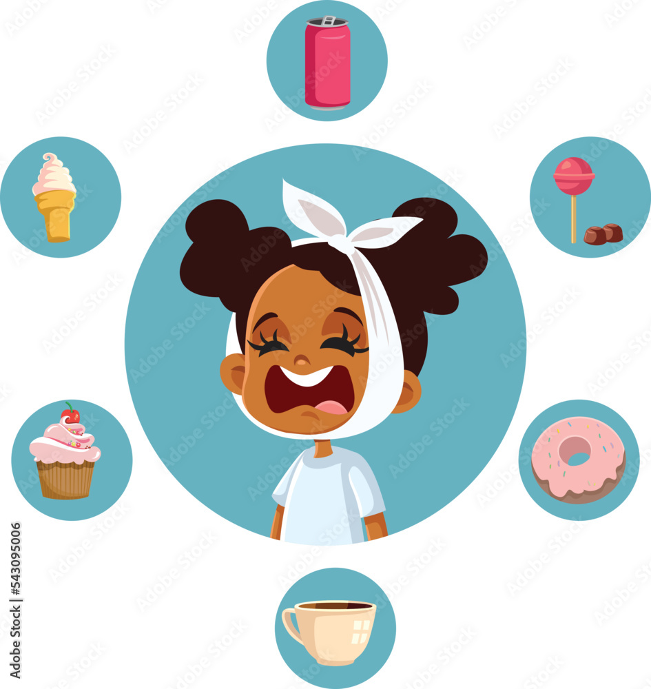 Sweet Foods and Drinks Harming the Teeth Vector Cartoon Illustration ...