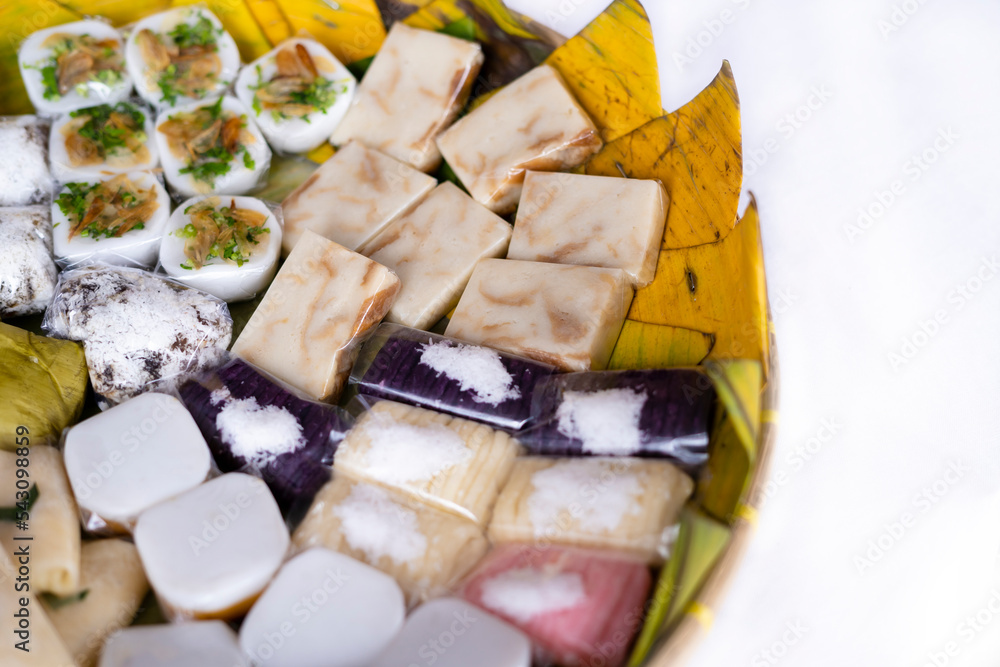 jajanan pasar,traditional snacks,Indonesian food isolated in white ...