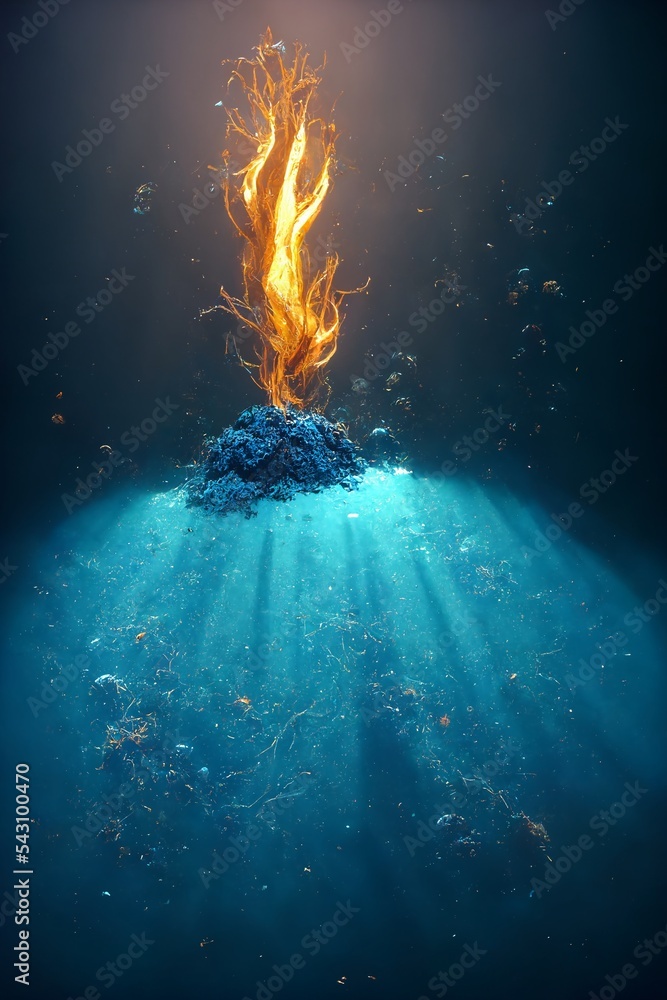 Flame burning in the deep sea on Blurred background, abstract ...