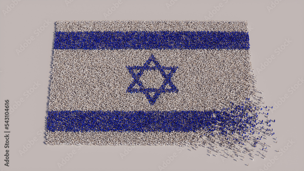 A Crowd of People coming together to form the Flag of Israel. Israeli ...