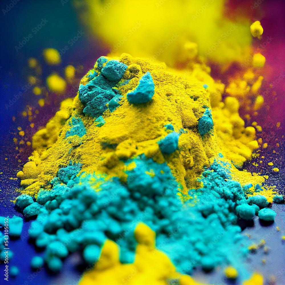Blue and Yellow Powder with Chunks Macro View Background Wallpaper ...