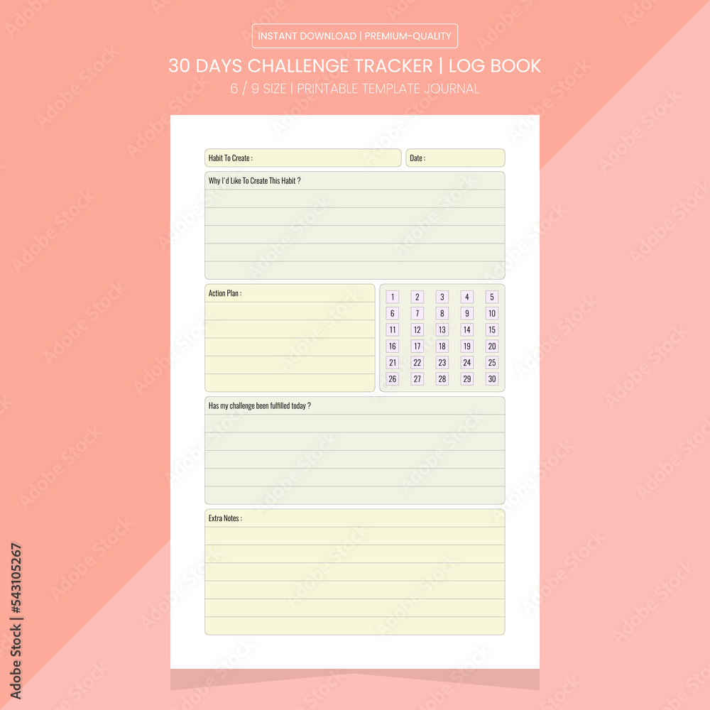 30 Days Challenge Tracker | Monthly Challenge Tracker | Monthly ...