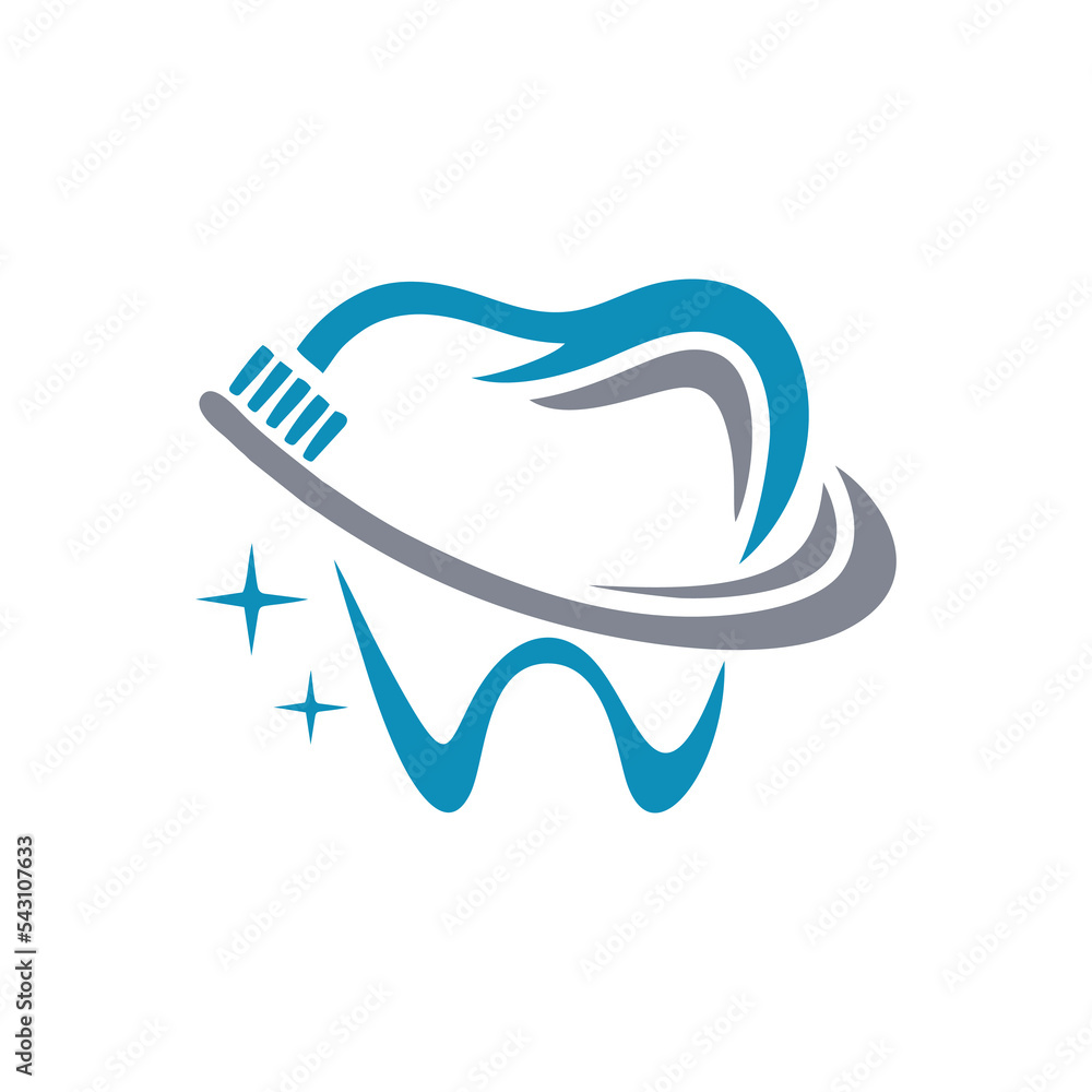 logo illustration of a combination of teeth and toothbrush, very ...