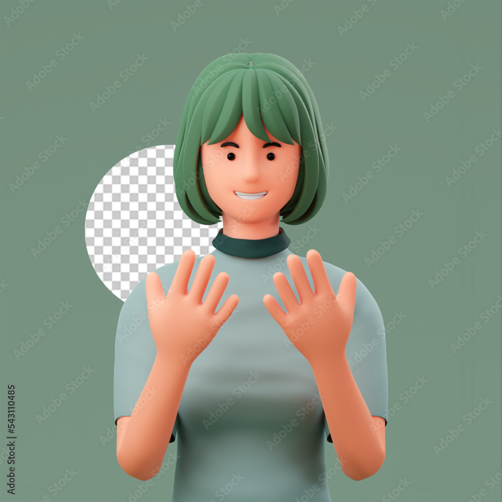 3d cartoon illustration cute girl counting on her finger Stock Vector ...