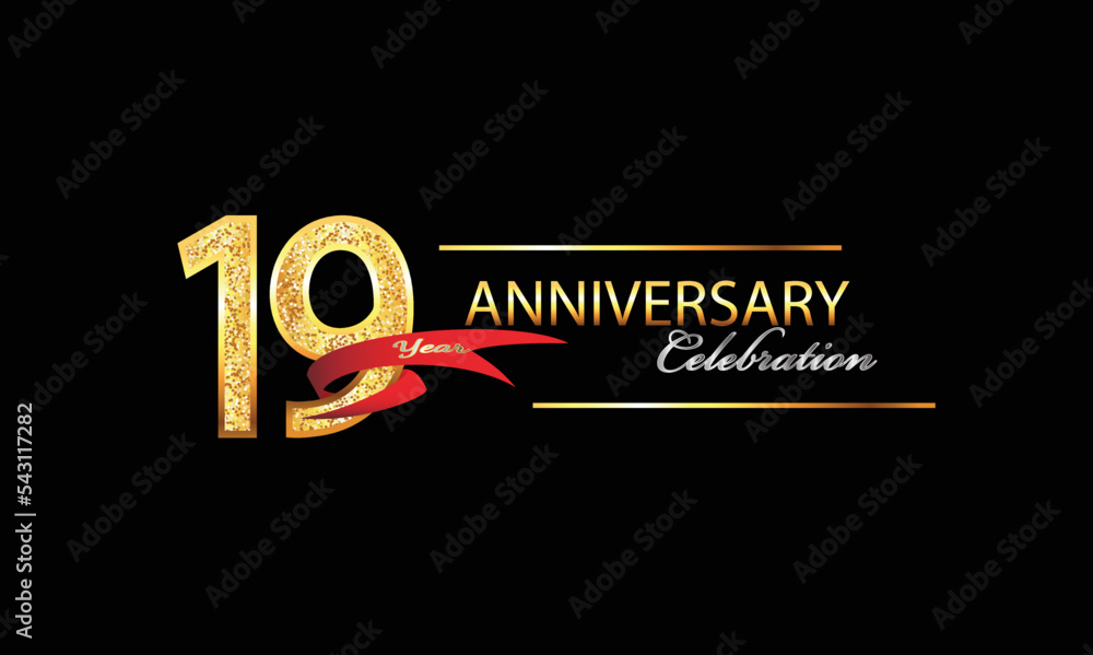 19 Year Anniversary celebration Vector Design. 19th Anniversary ...