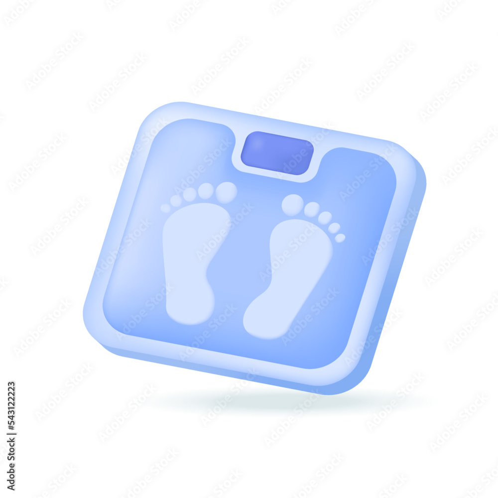 Digital weight scales 3D icon. Electronic device for measuring weight ...