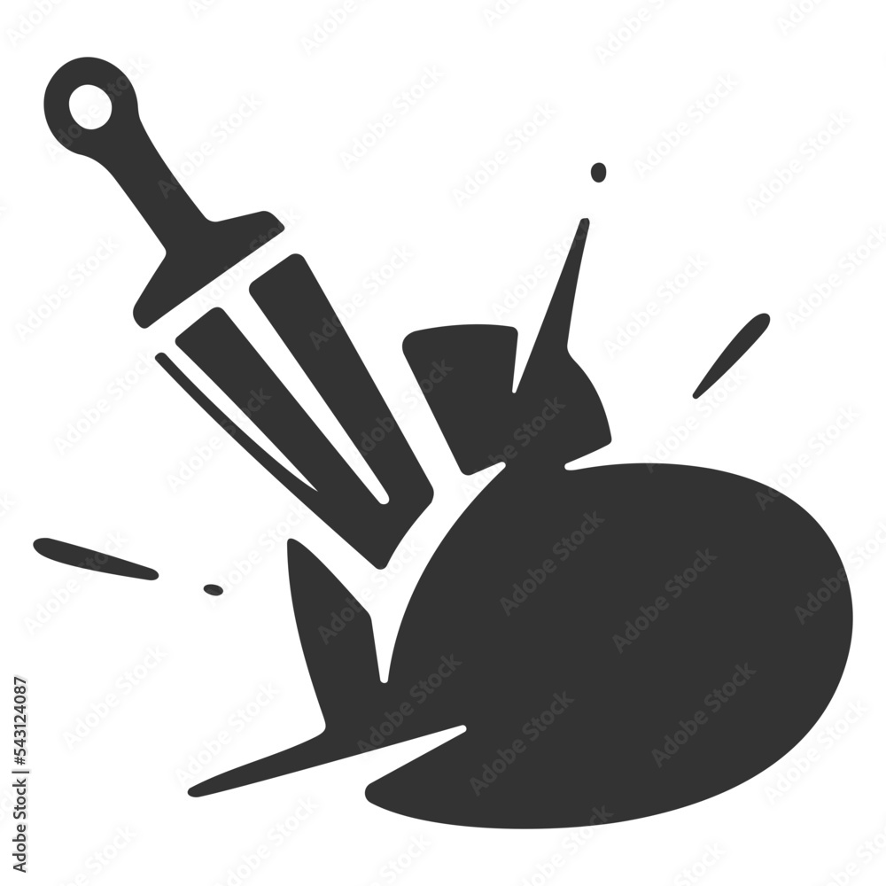 Skull Stabbing Heart Stock Vector | Adobe Stock