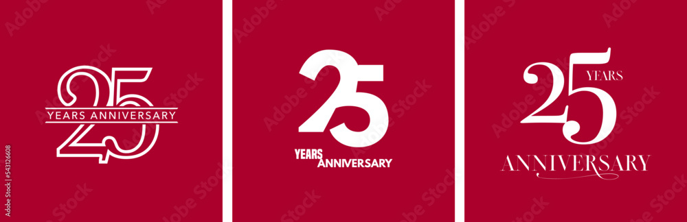 25 years anniversary set of vector icons, logo. Design element with ...