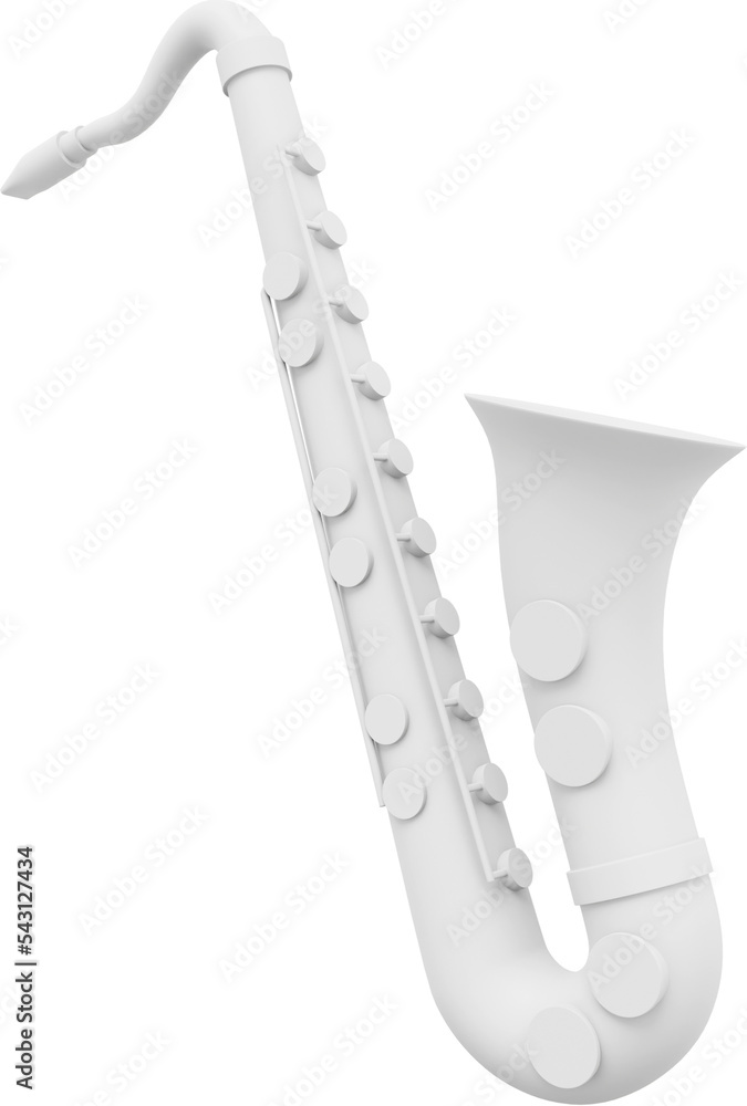 White saxophone, musical instrument, from side.3d rendering. PNG icon ...