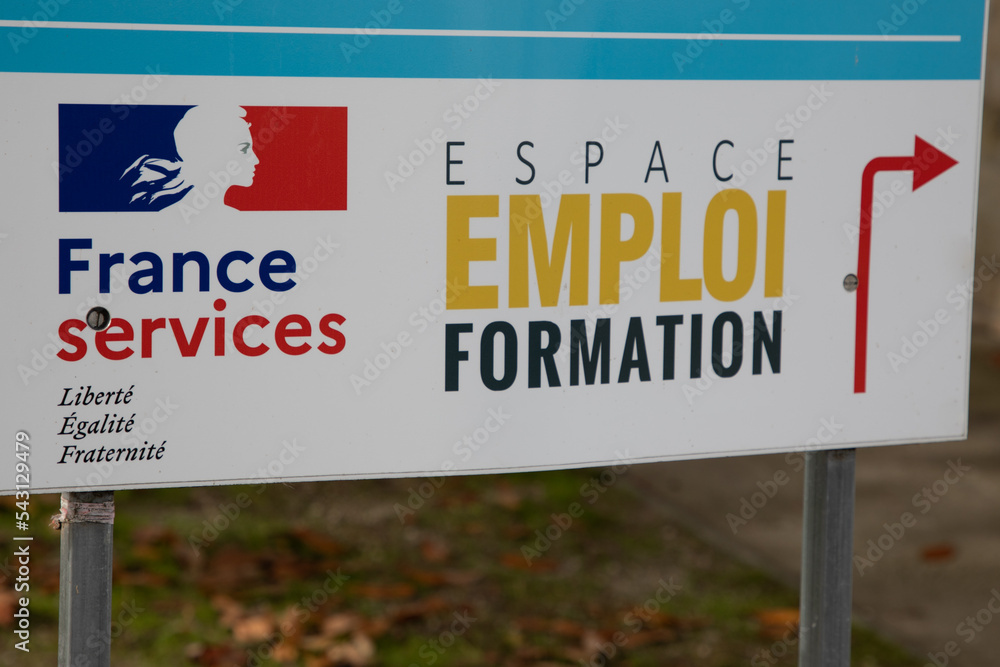 France services and espace emploi formation sign text and brand logo ...