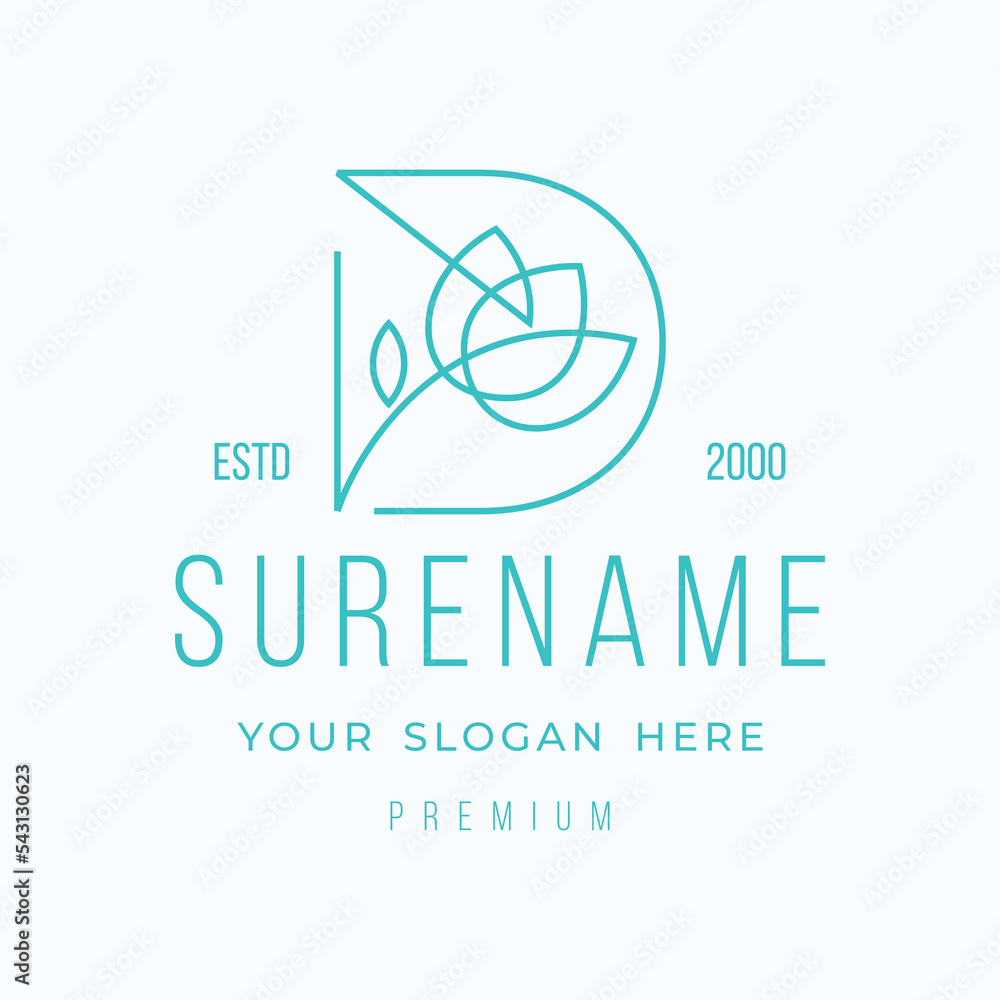 Nature Alphabet letter A flower typography logo design with line style ...