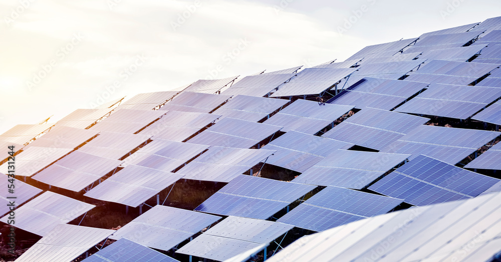 Solar photovoltaics built on mountains Stock Photo | Adobe Stock