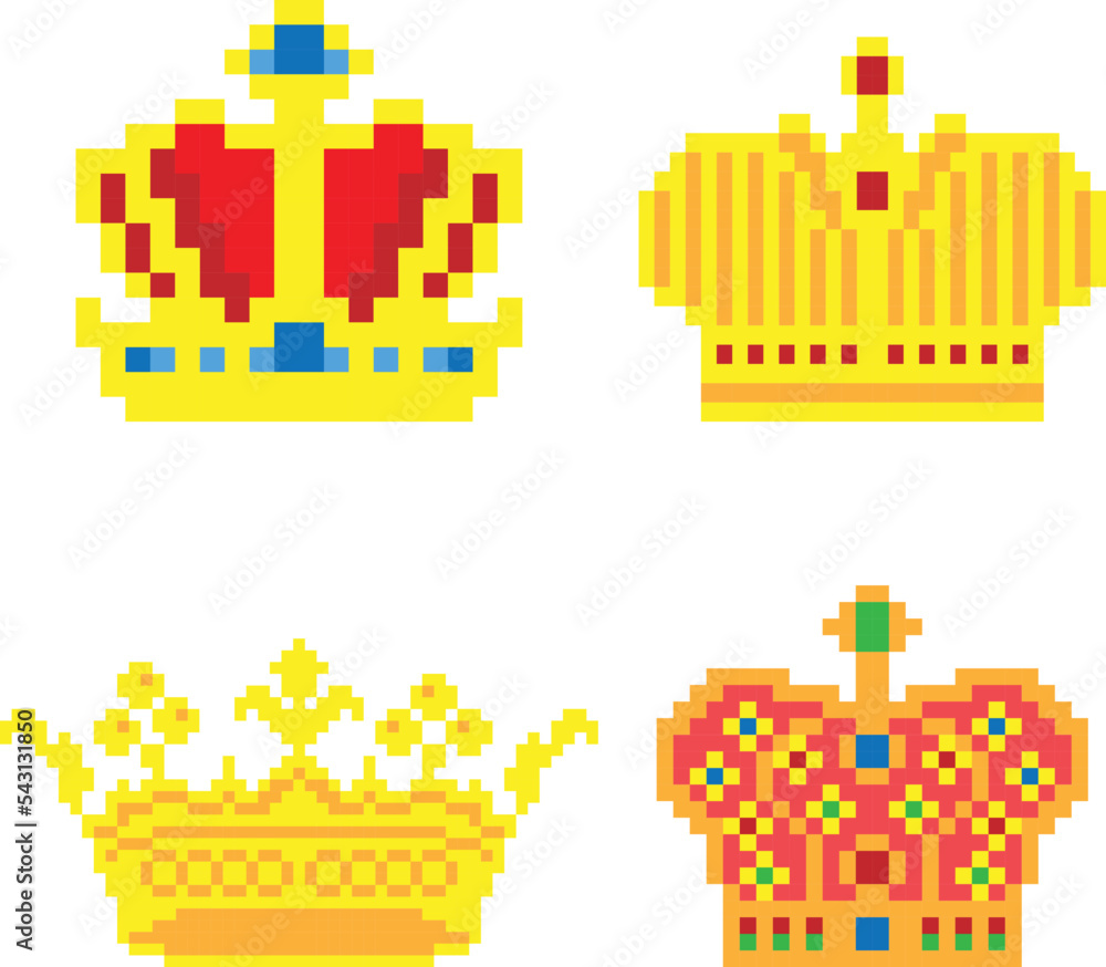 Crown Pixel art vector illustration. Stock Vector | Adobe Stock