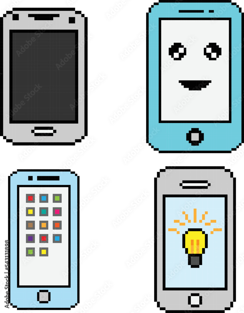 mobile pixel art vector illustration. Stock Vector | Adobe Stock