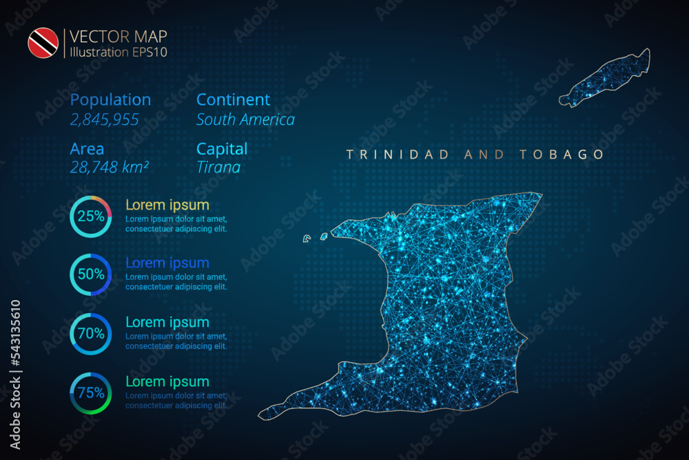 Trinidad and Tobago map infographics vector template with abstract ...