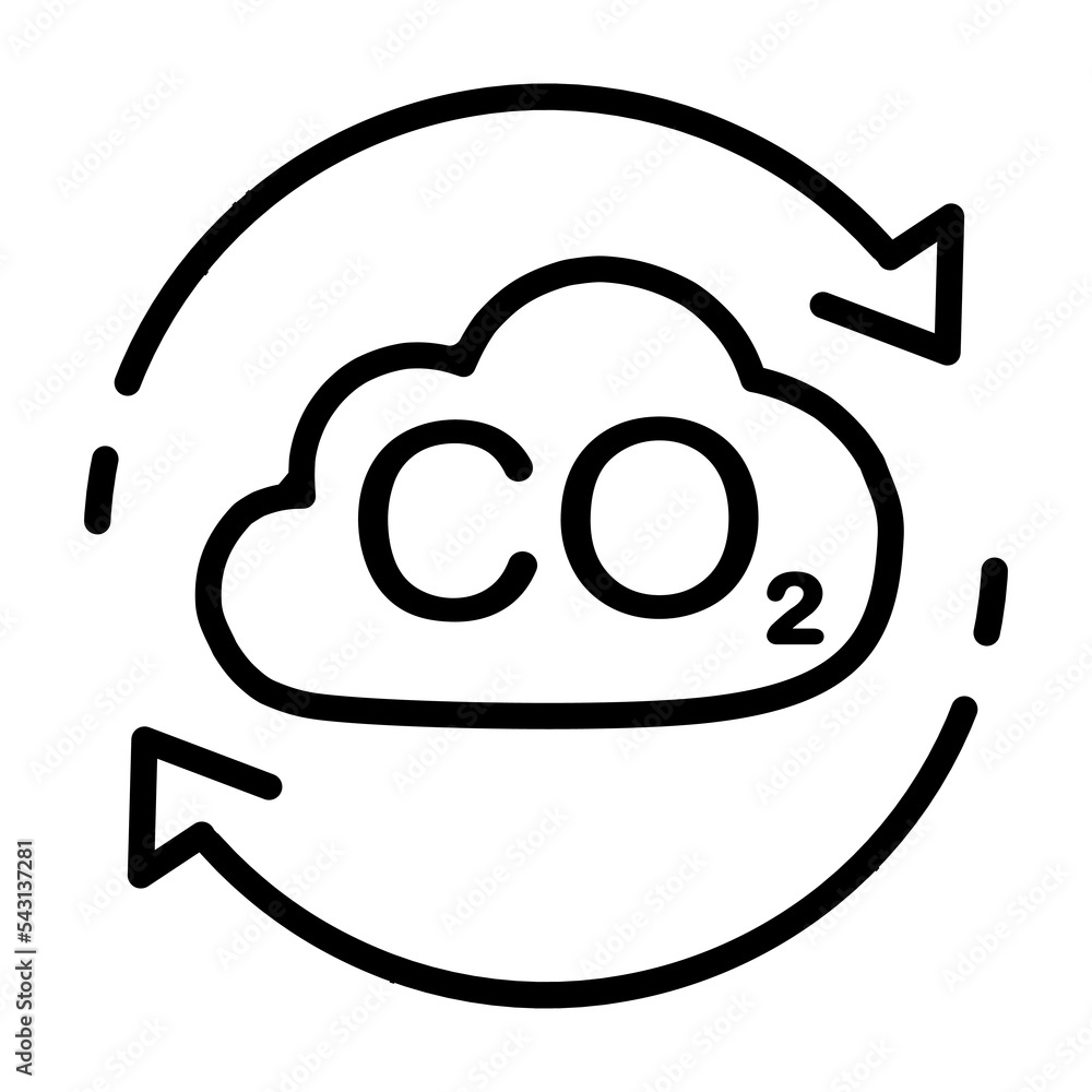 CO2 line icon witn arrows in flat style. Carbon dioxide emissions ...